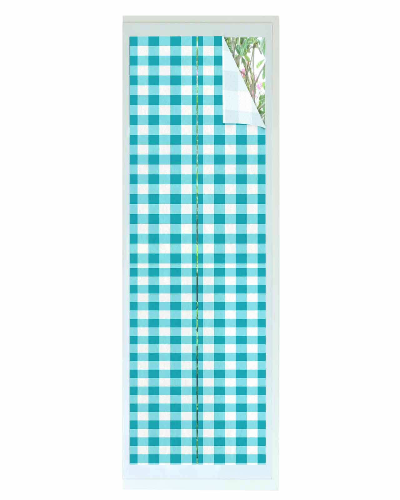 Window Privacy Film Turquoise Checkered Stained Glass Window Film ...
