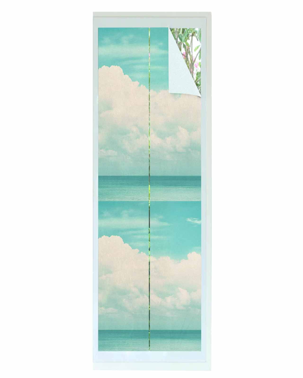 Window Privacy Film Turquoise Cloudy Sky Stained Glass Window Film ...