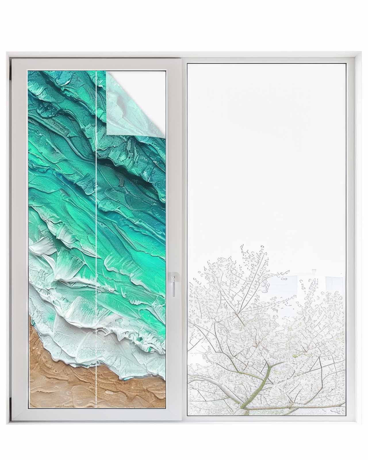 Window Privacy Film, Turquoise Coastal UV Sun Blocking Window Tint Film ...