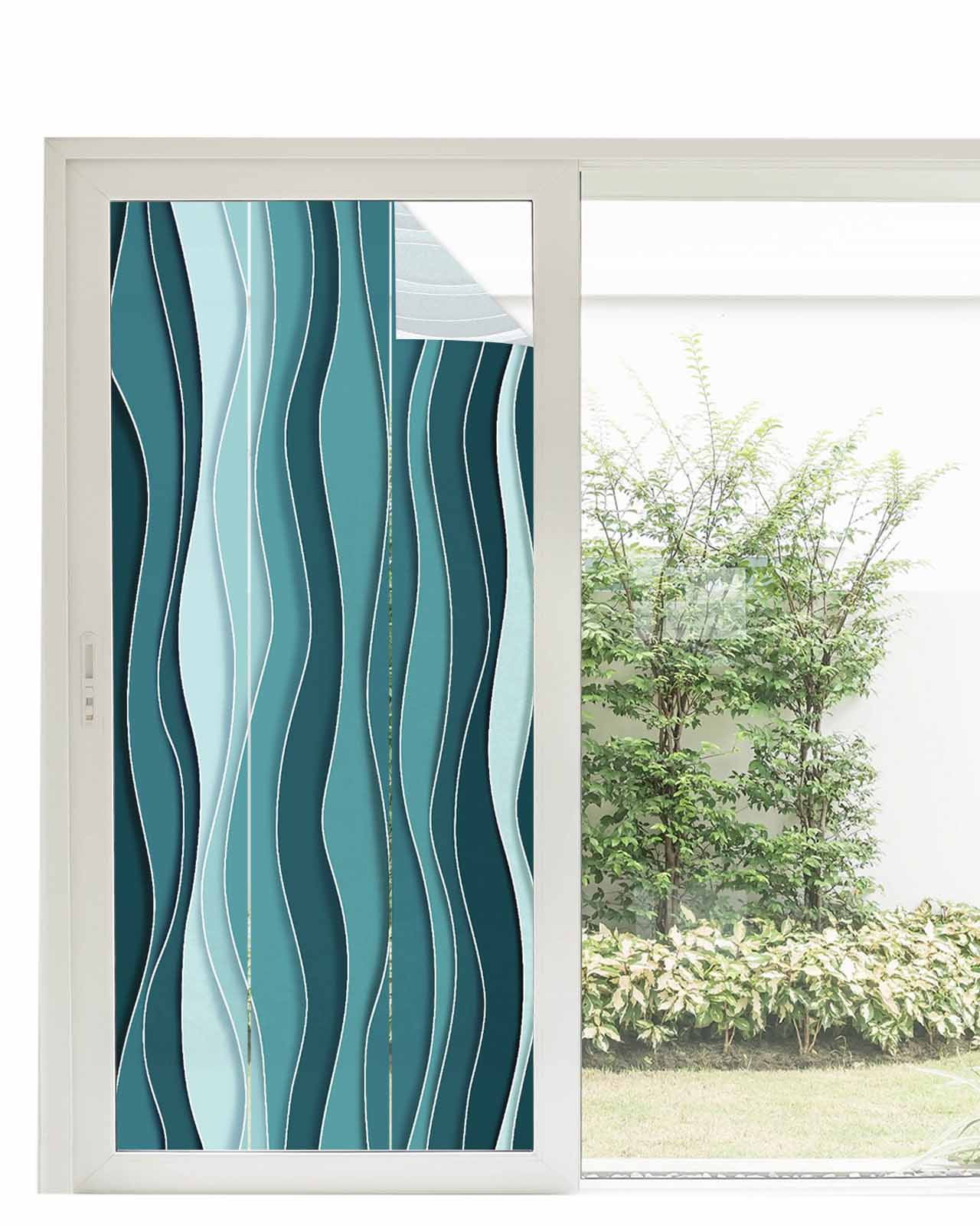 Window Privacy Film Turquoise Ombre Stained Glass Window Film ...