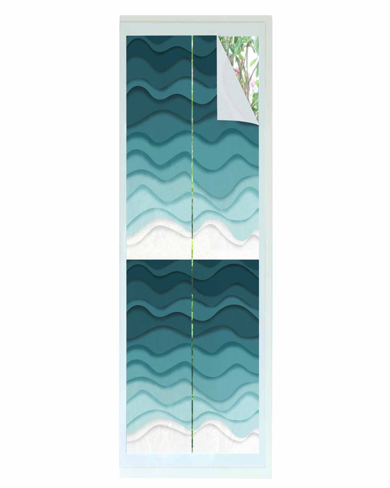 Window Privacy Film Turquoise Stripes Stained Glass Window Film ...
