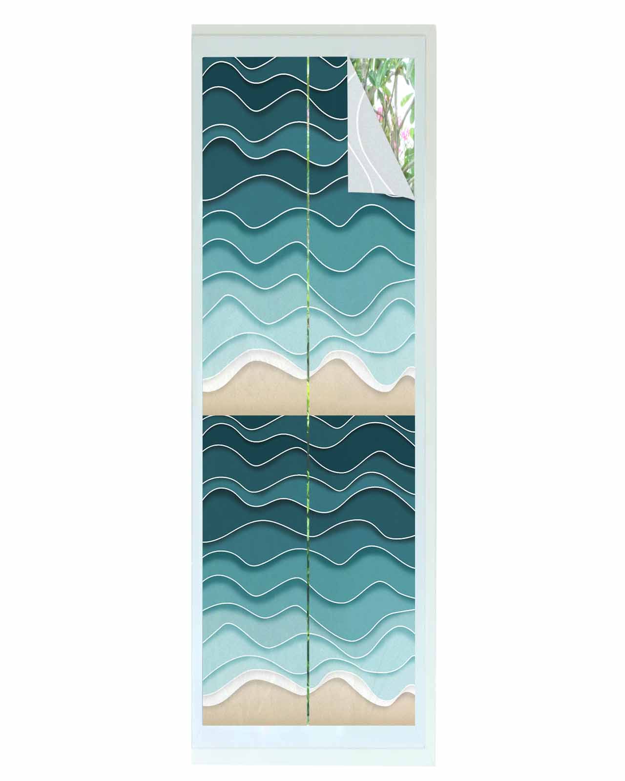 Window Privacy Film Turquoise Waves Stained Glass Window Film ...