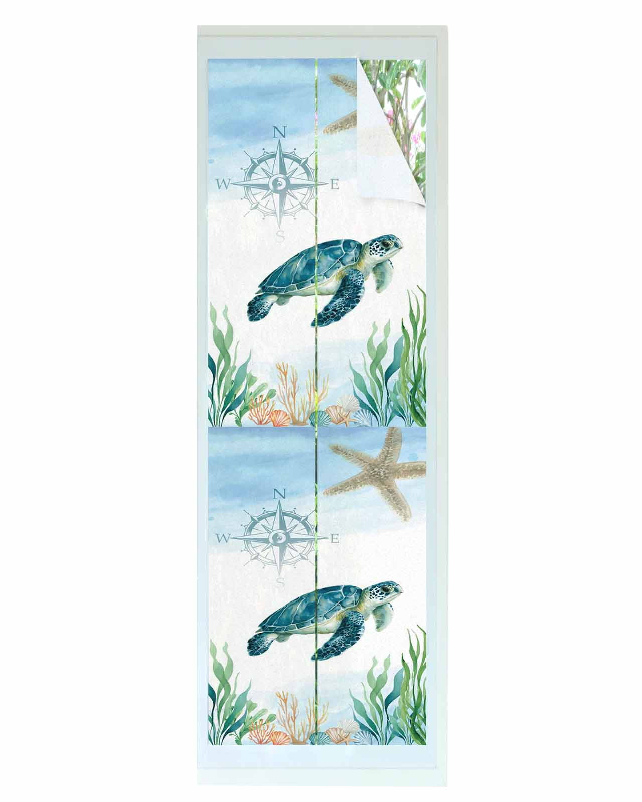 Window Privacy Film Turtle Stained Glass Window Film Decorative Sun ...