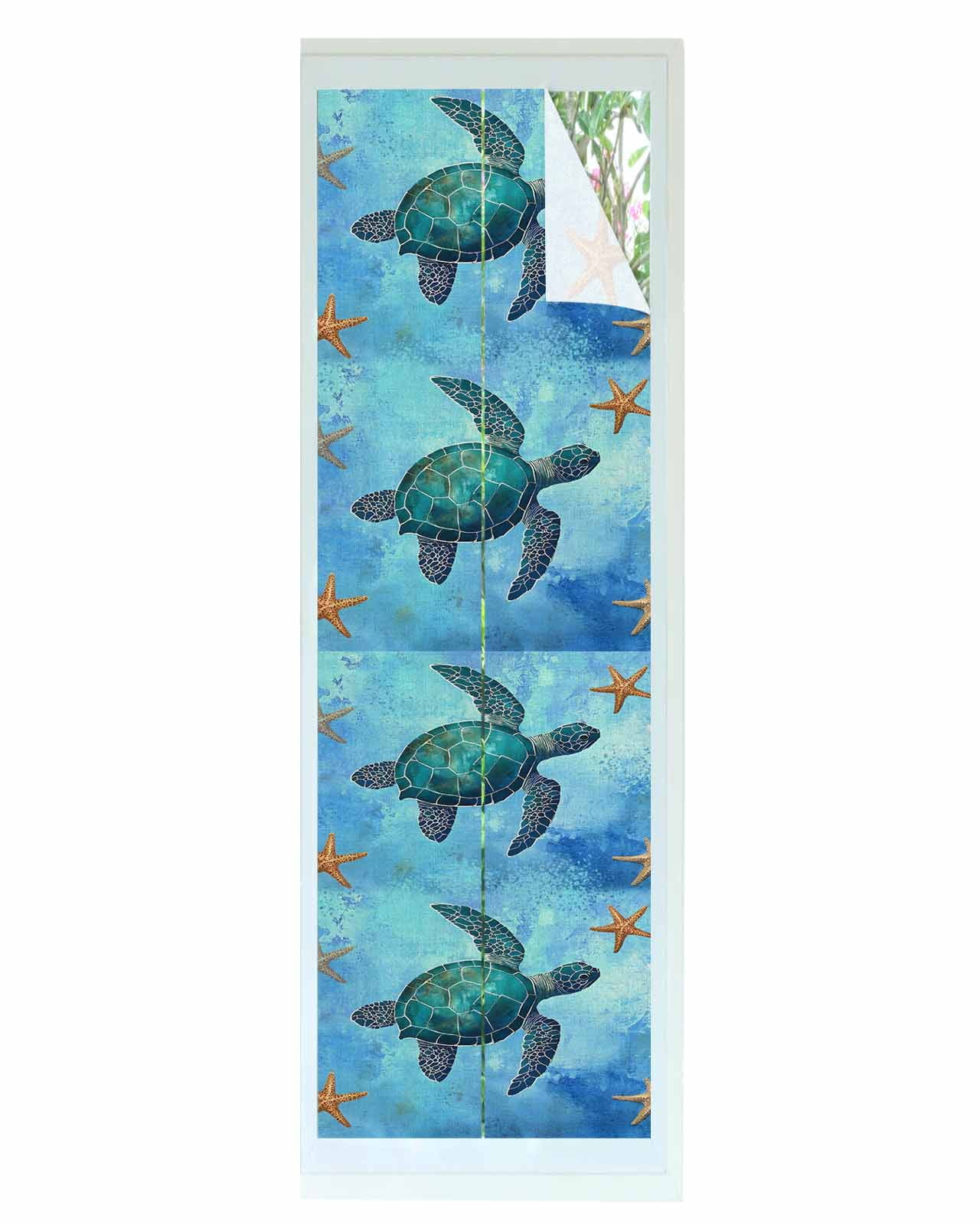 Window Privacy Film Turtle Stained Glass Window Film Decorative Sun ...