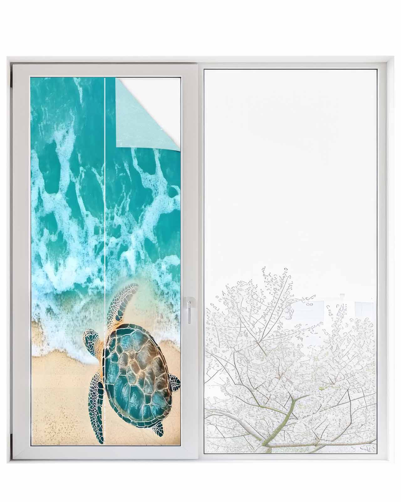 Window Privacy Film Turtle Stained Glass Window Film Decorative Sun ...