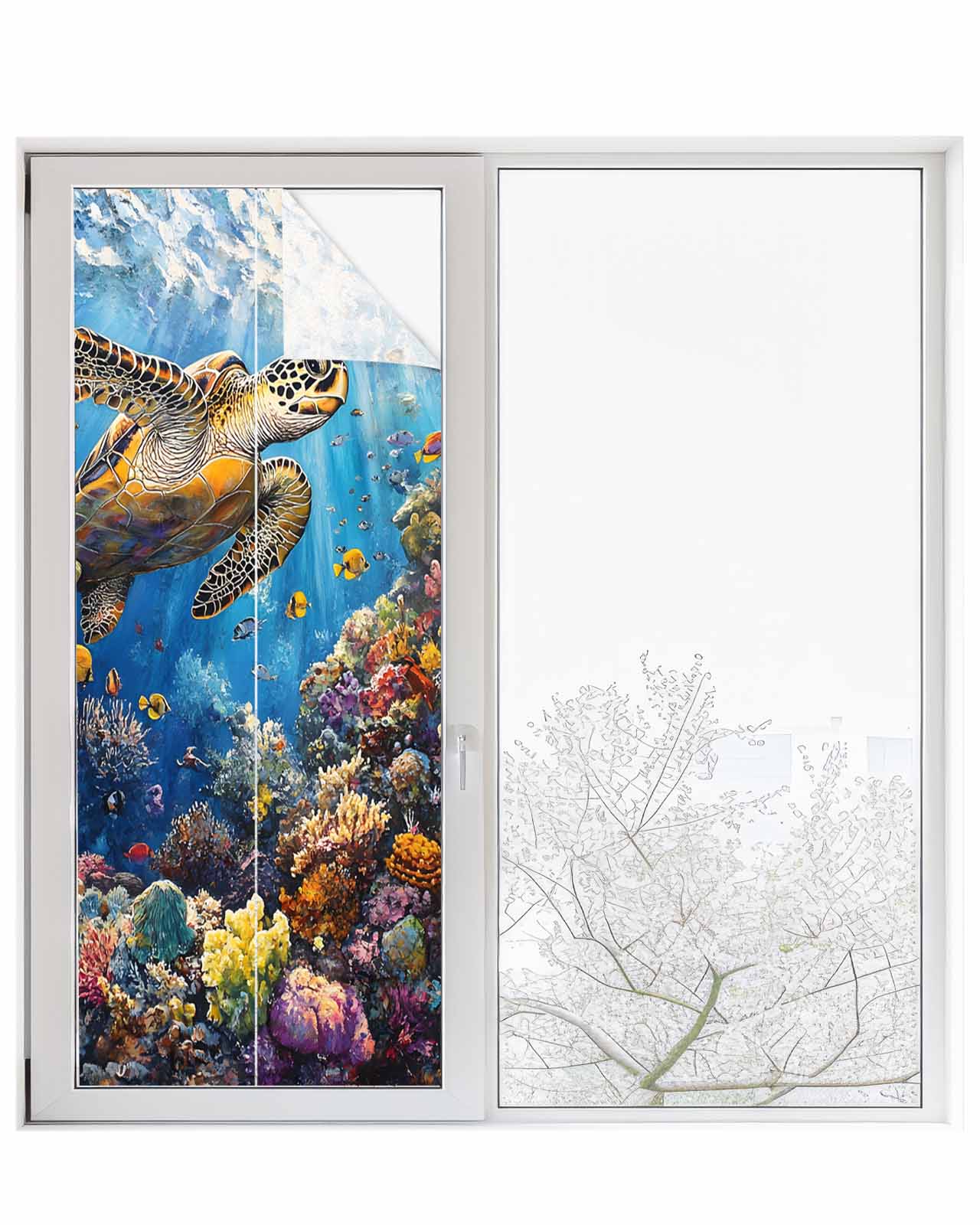Window Privacy Film Turtle Stained Glass Window Film Decorative Sun ...
