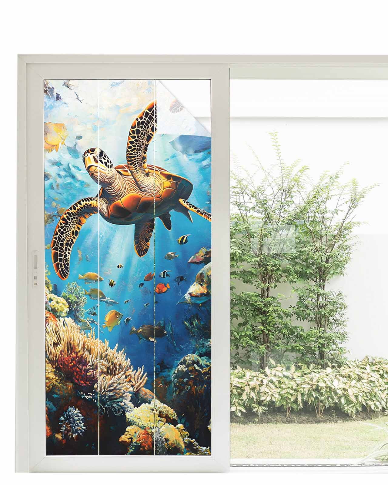 Window Privacy Film Turtle Stained Glass Window Film Decorative Sun ...