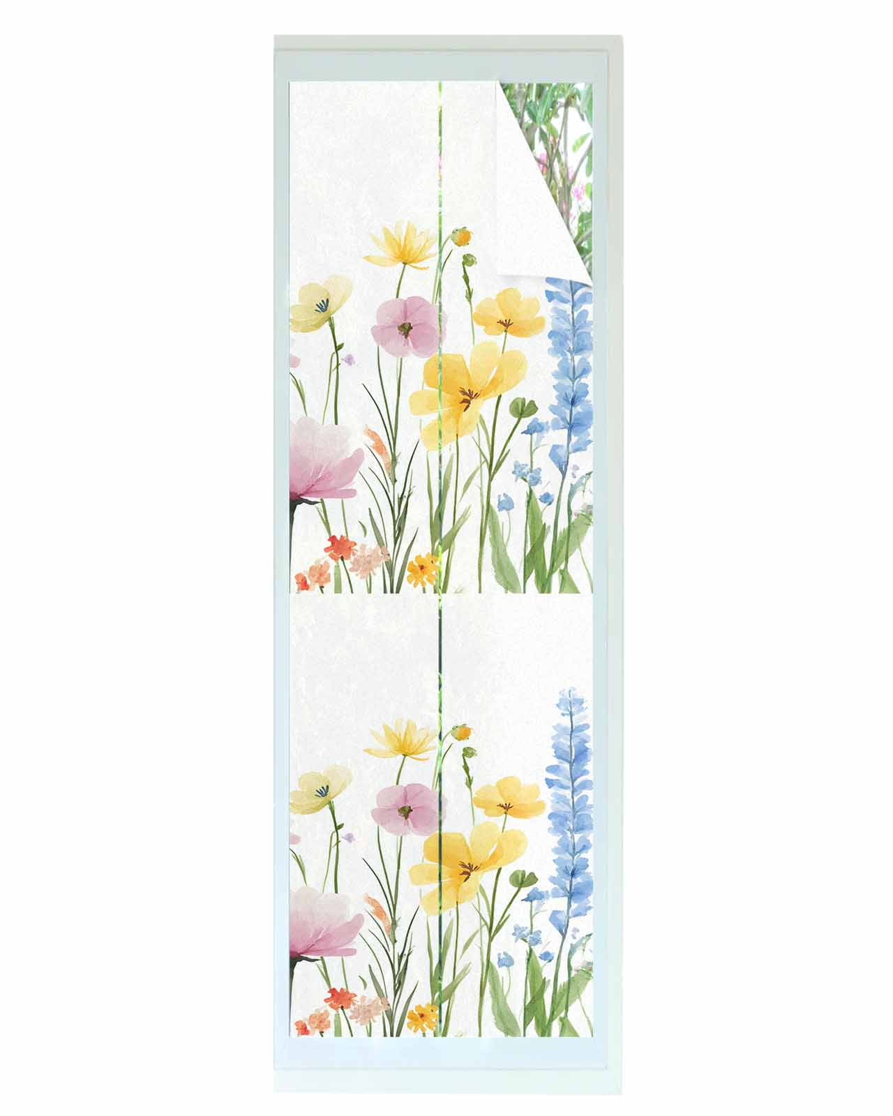 Window Privacy Film Verdant Flower Patterns Stained Glass Window Film ...