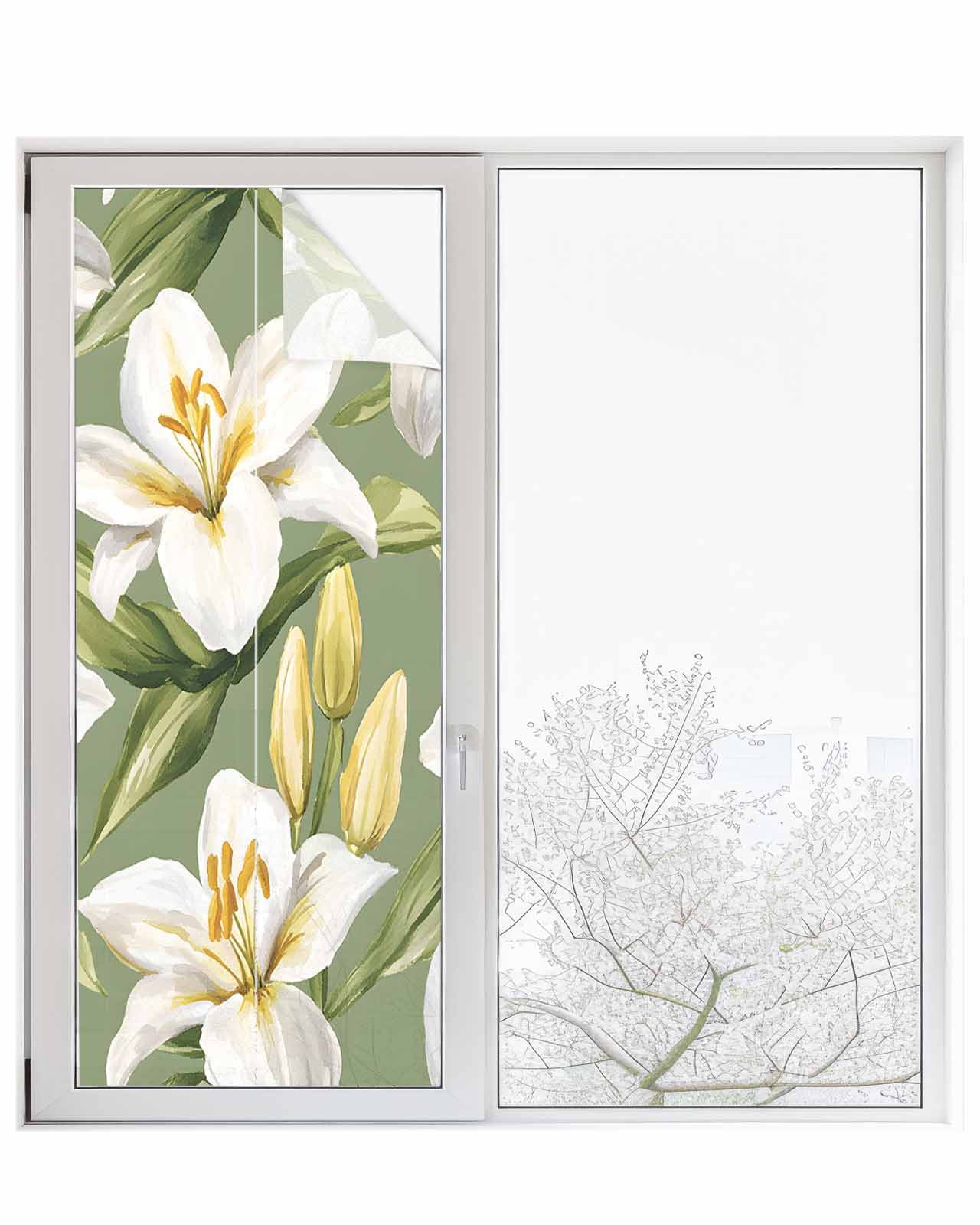 Window Privacy Film Verdant Flower Patterns Stained Glass Window Film ...