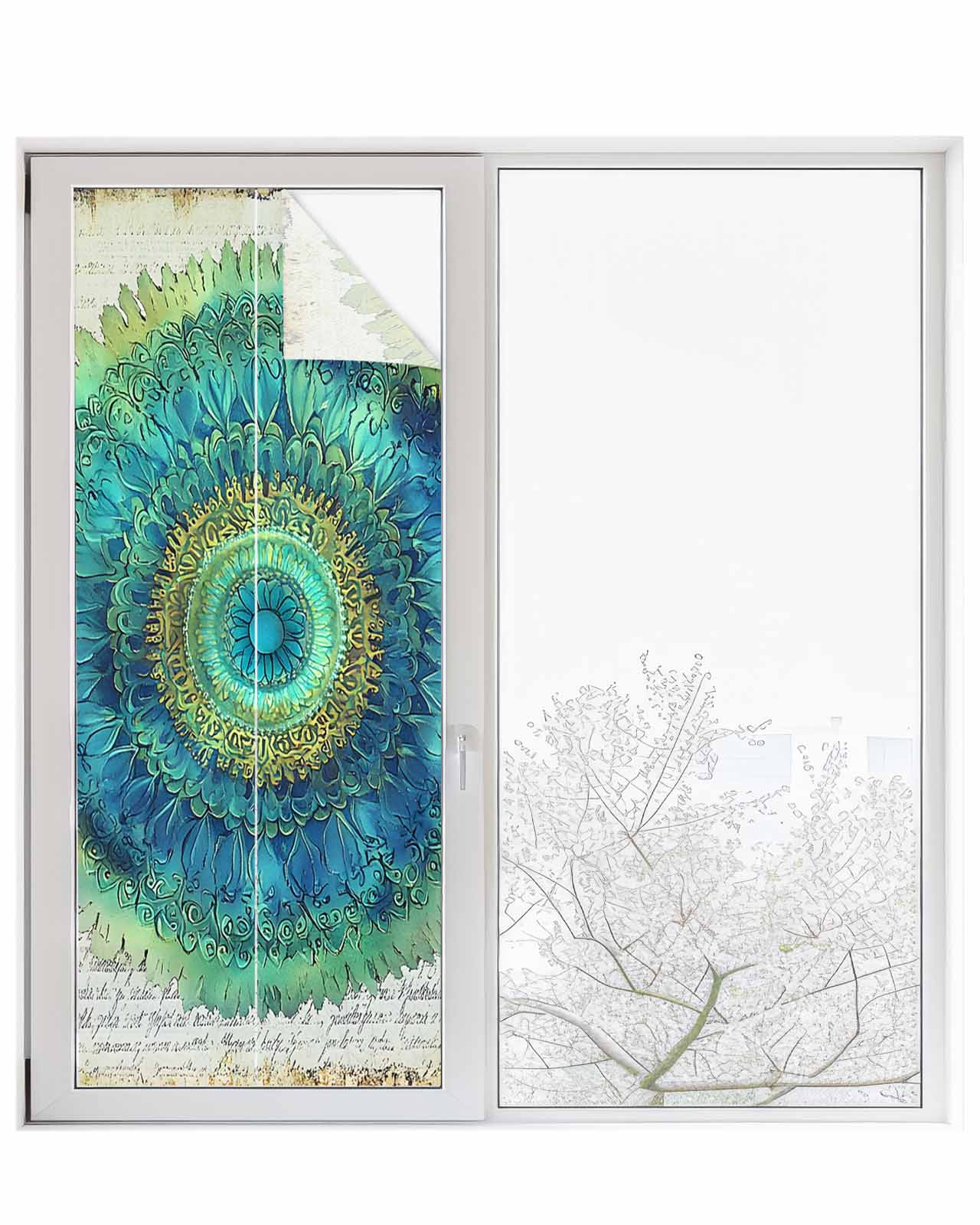 Window Privacy Film Vintage Abstract Floral Stained Glass Window Film ...