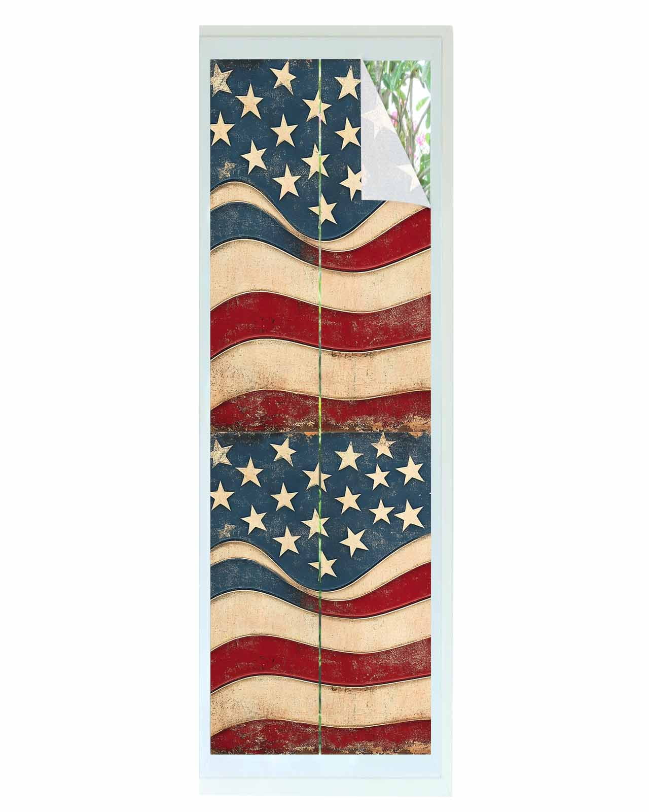 Window Privacy Film Vintage American Flag Stained Glass Window Film ...