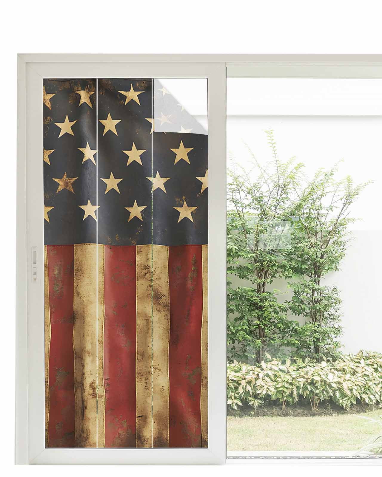 Window Privacy Film Vintage American Flag Stained Glass Window Film ...