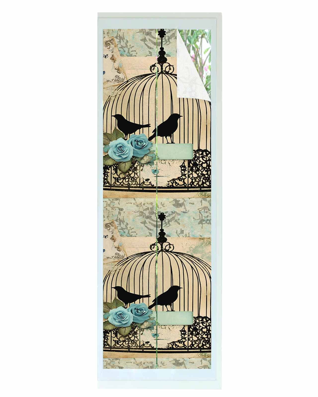 Window Privacy Film Vintage Bird Cage Stained Glass Window Film ...