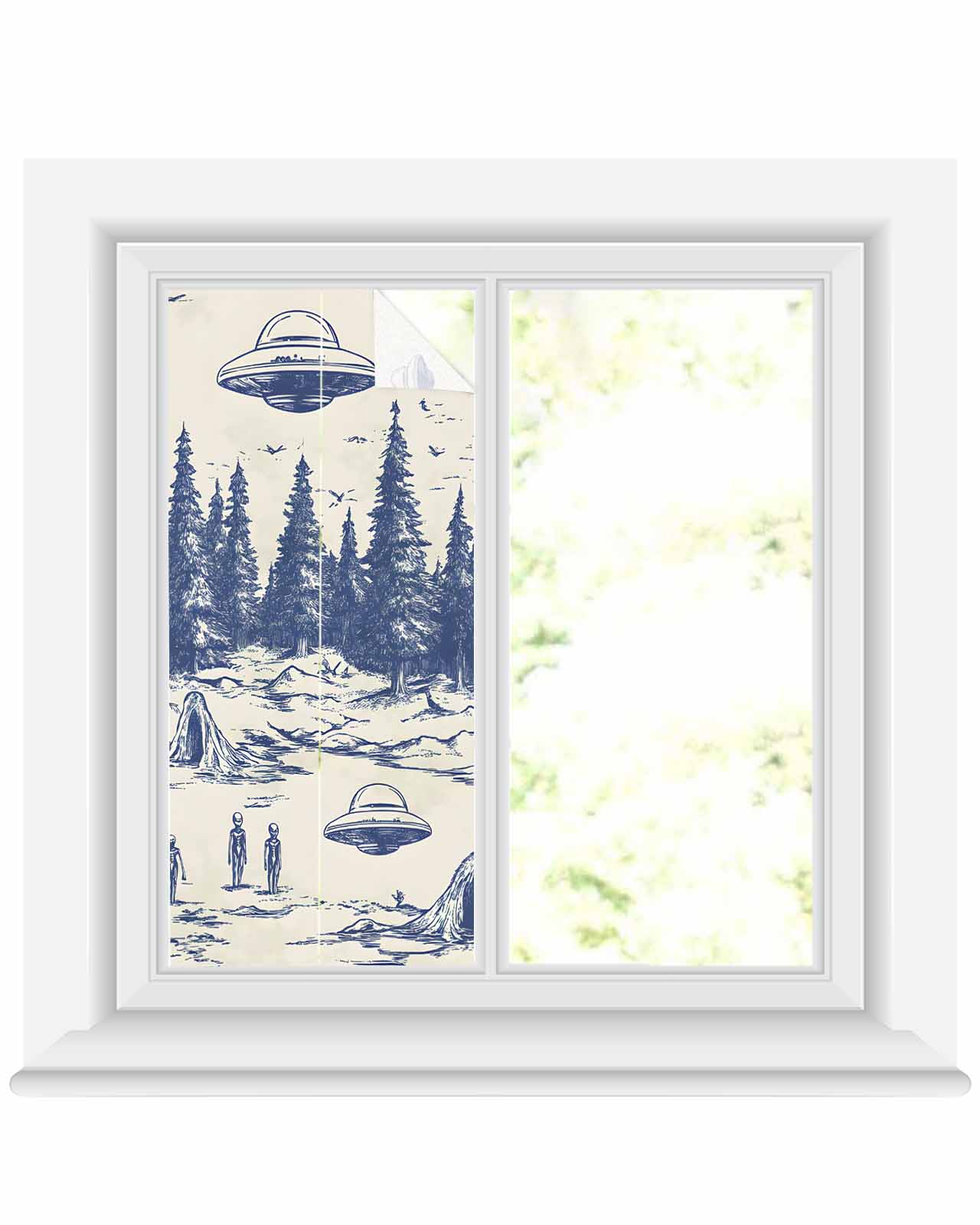 Window Privacy Film Vintage Blue Stained Glass Window Film Decorative ...