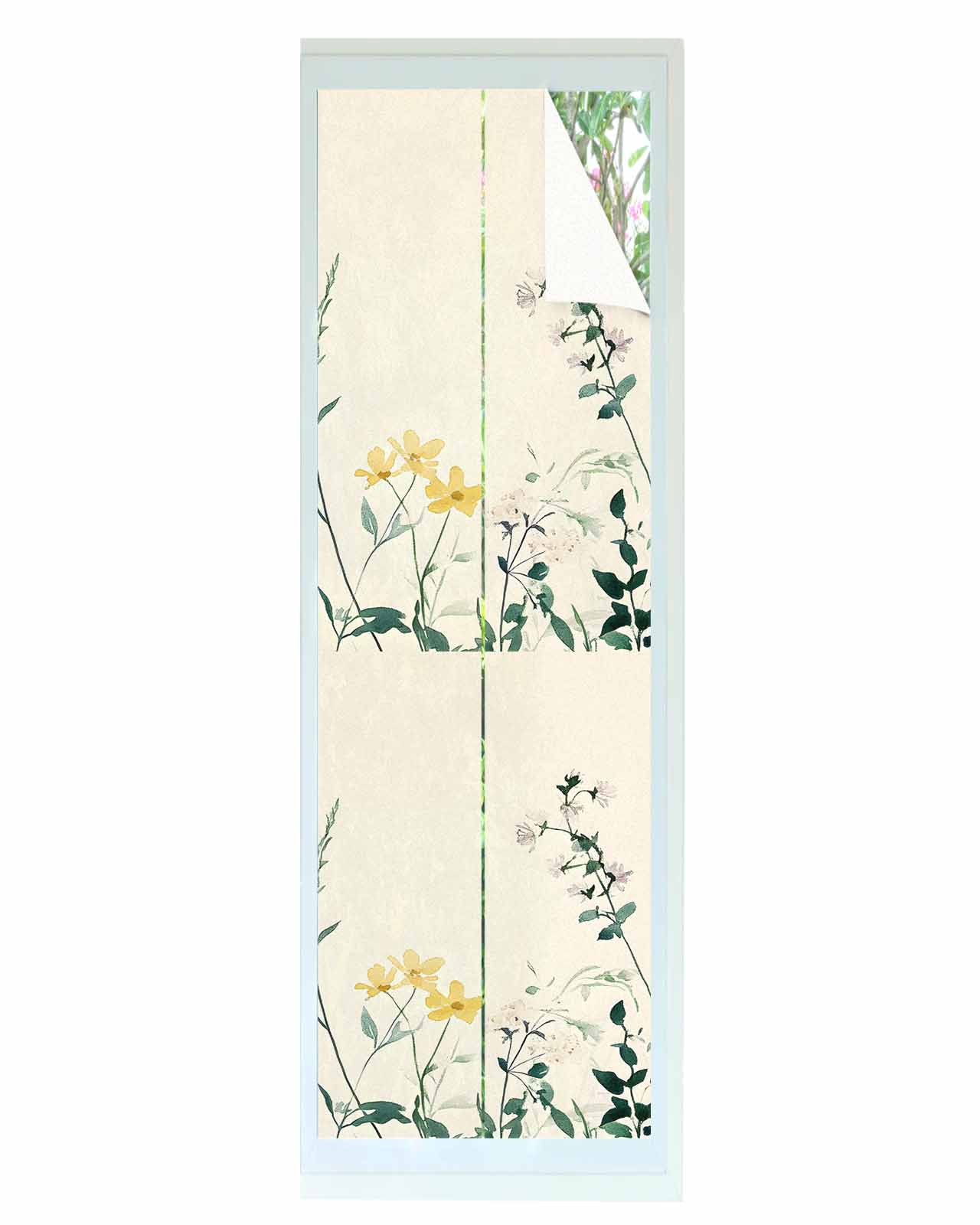 Window Privacy Film Vintage Botanical Yellow Floral Stained Glass ...