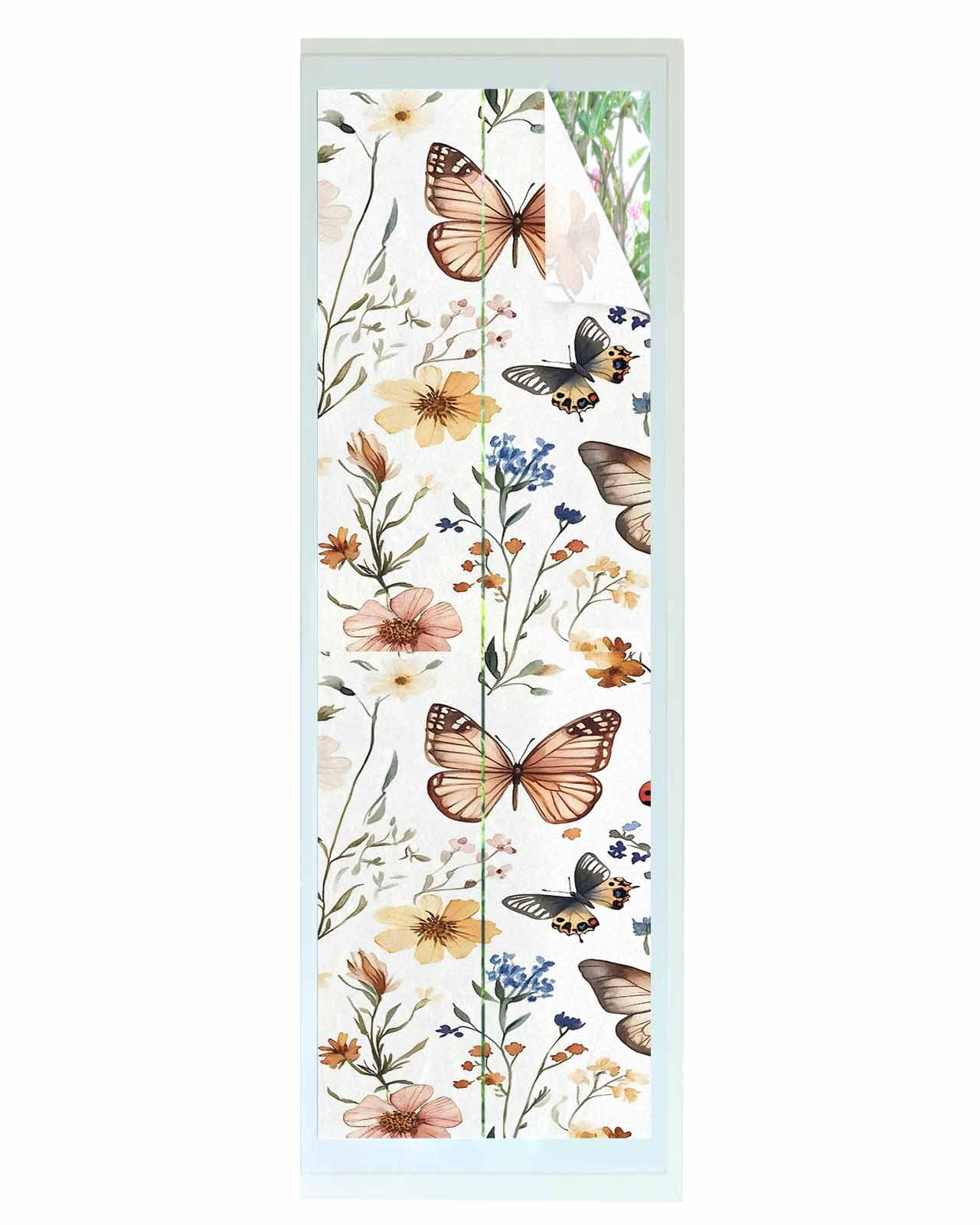Window Privacy Film Vintage Butterfly Floral Stained Glass Window Film ...
