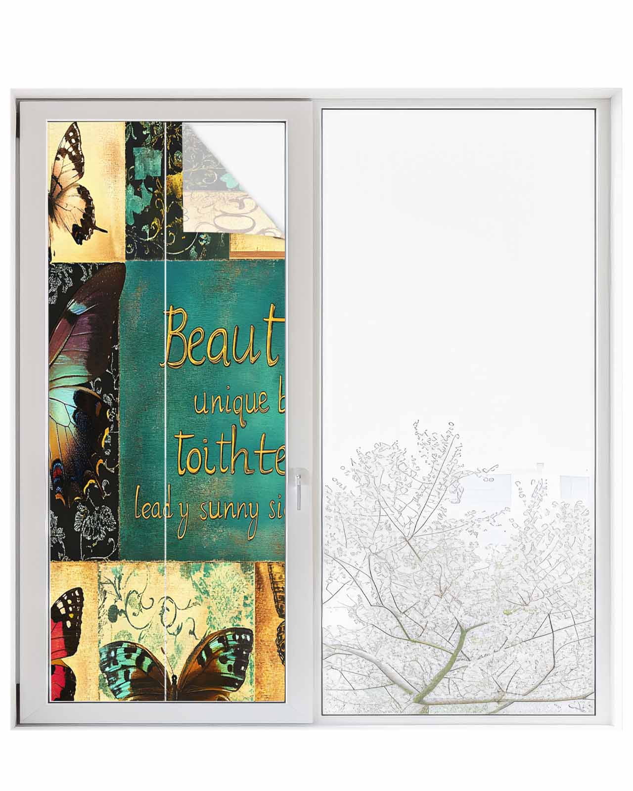 Window Privacy Film Vintage Butterfly Stained Glass Window Film ...