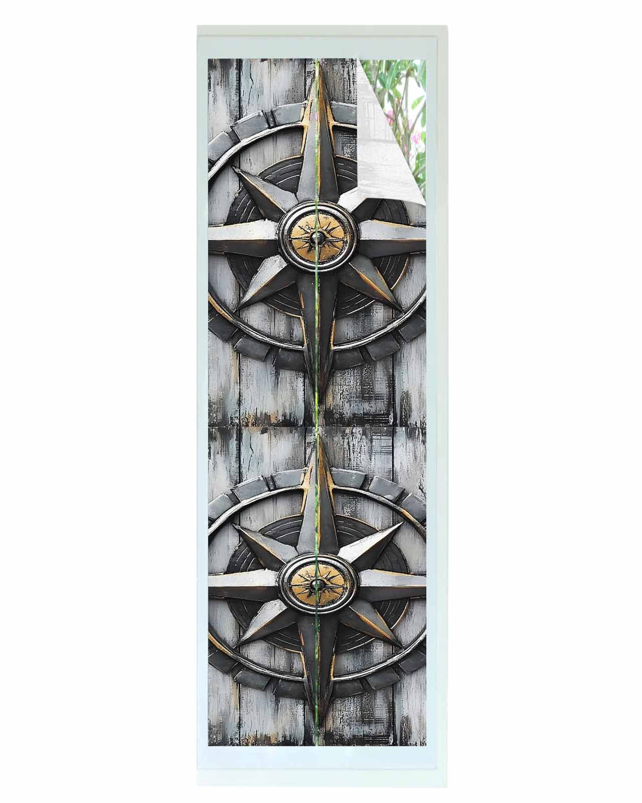 Window Privacy Film Vintage Coastal Stained Glass Window Film ...