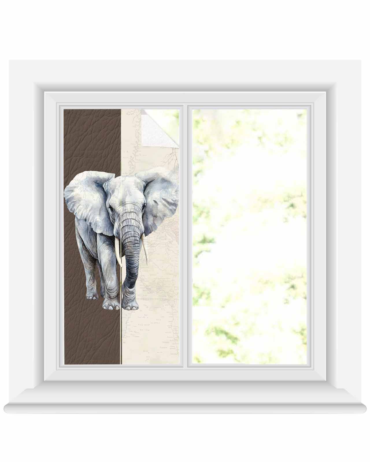 Window Privacy Film Vintage Elephant Stained Glass Window Film ...