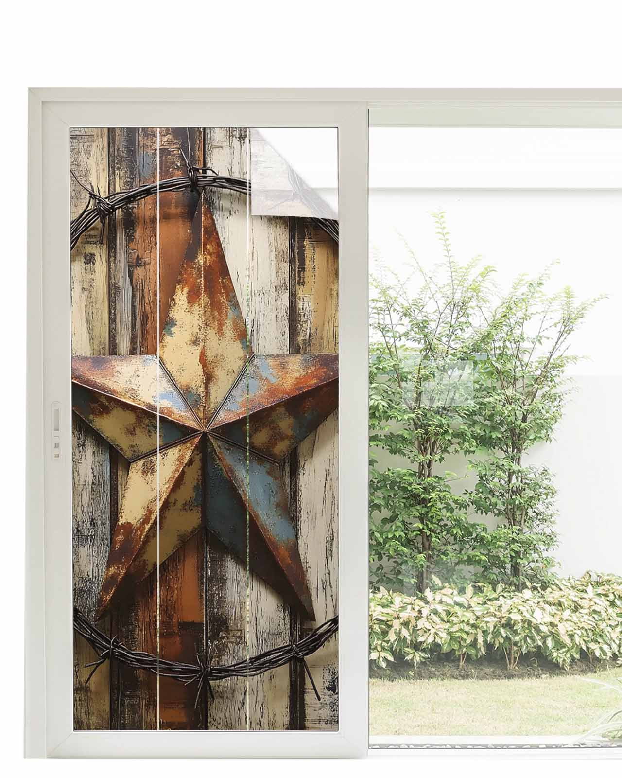 Window Privacy Film Vintage Farmhouse Stained Glass Window Film ...