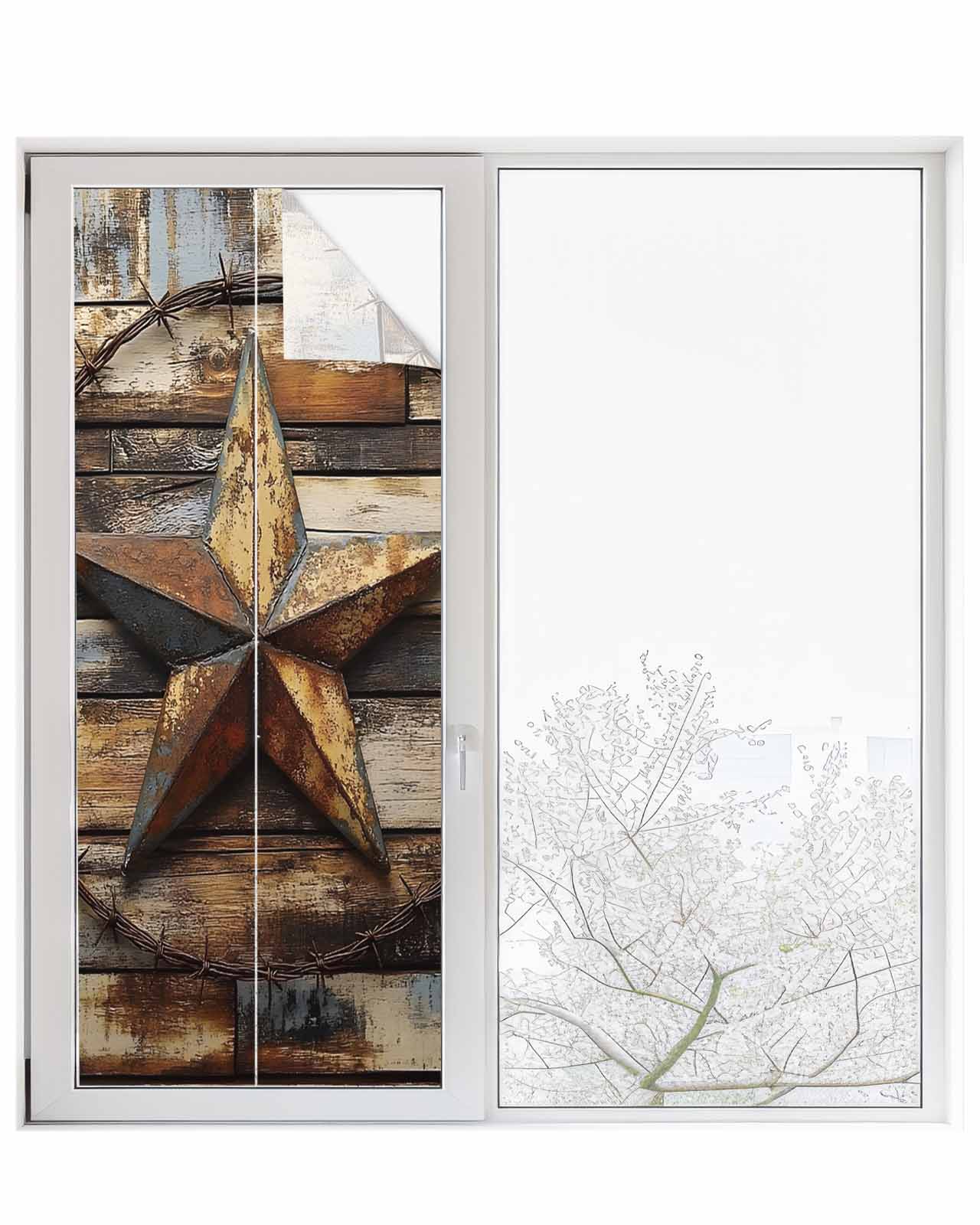 Window Privacy Film Vintage Farmhouse Stained Glass Window Film ...