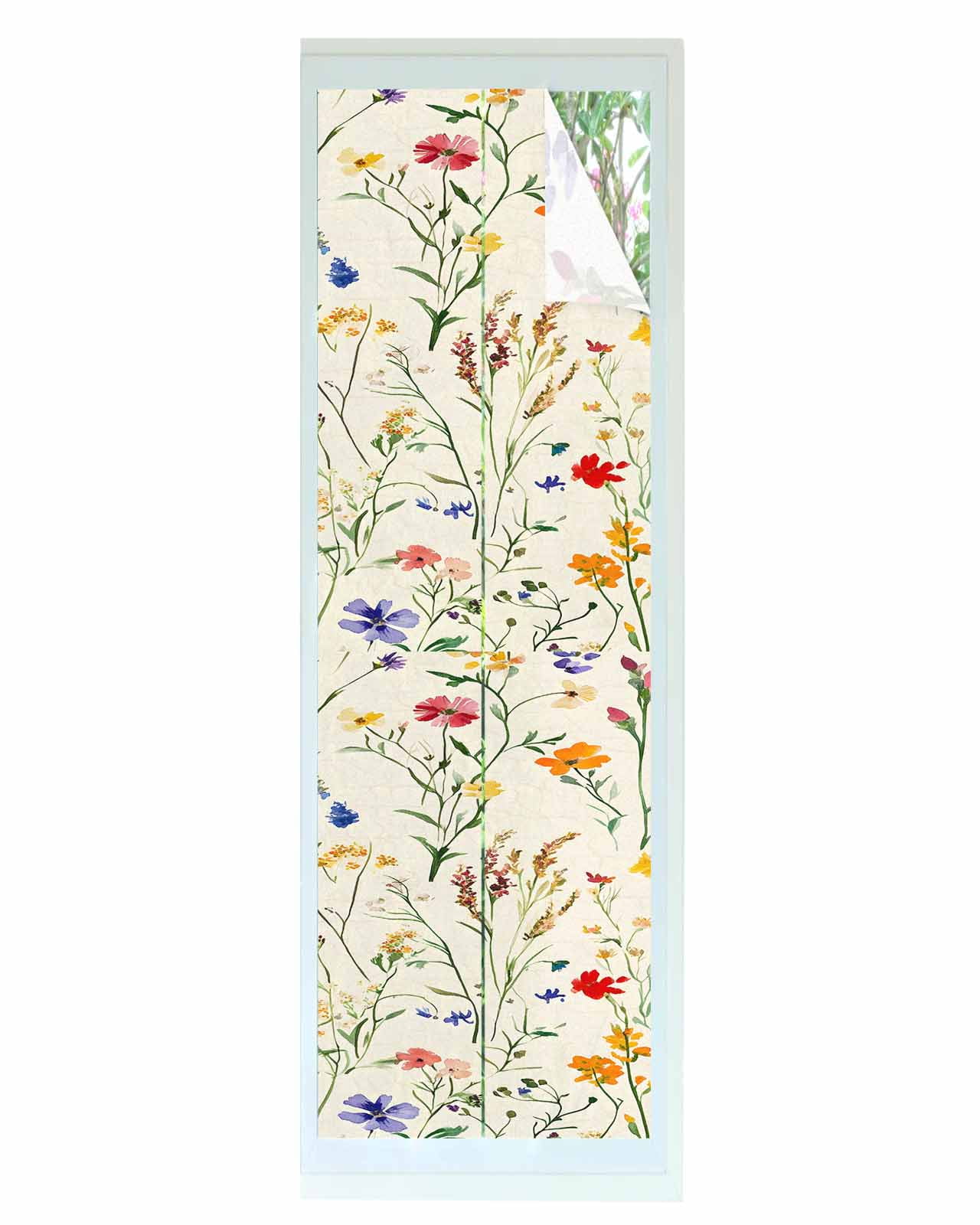 Window Privacy Film Vintage Floral Blossom Stained Glass Window Film ...