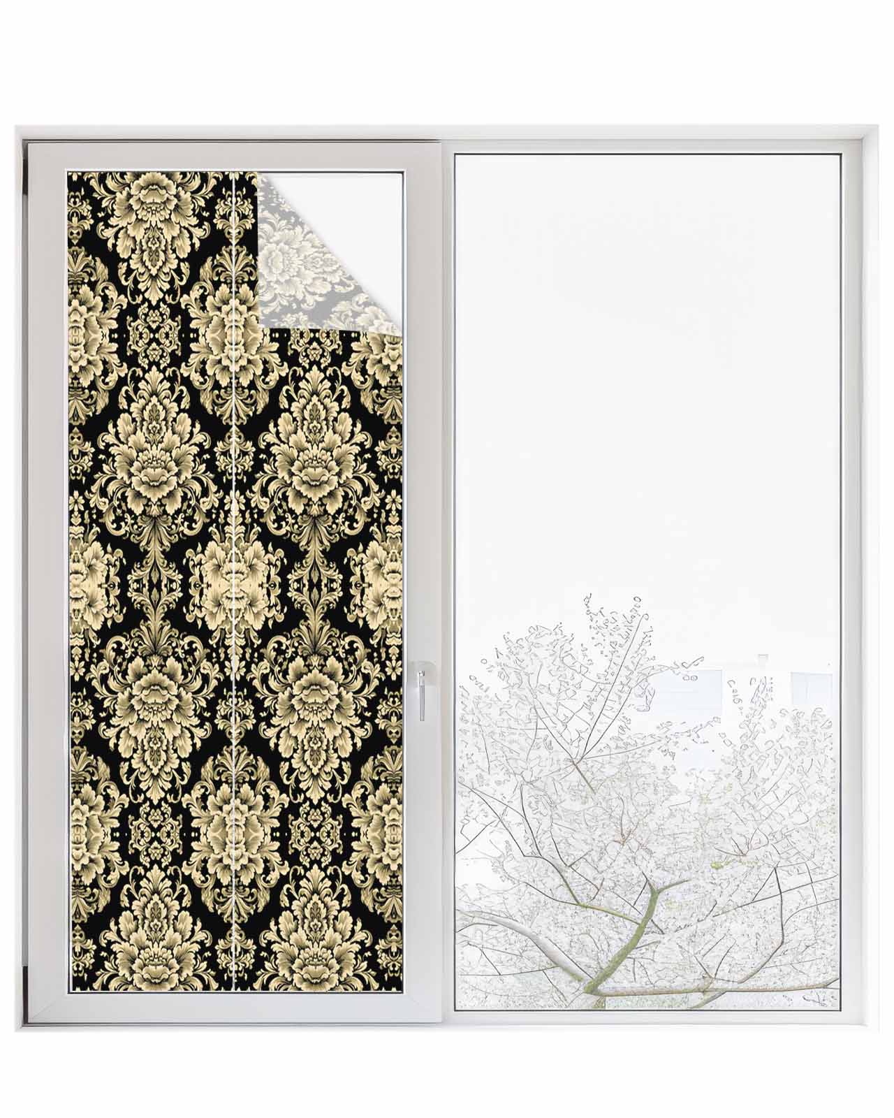 Window Privacy Film Vintage Floral Boho Stained Glass Window Film ...