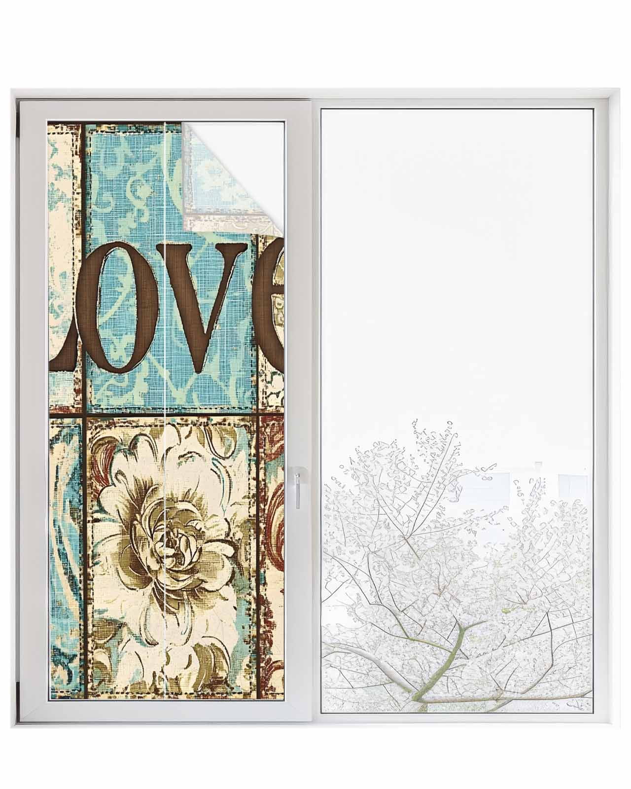 Window Privacy Film Vintage Floral Stained Glass Window Film Decorative ...