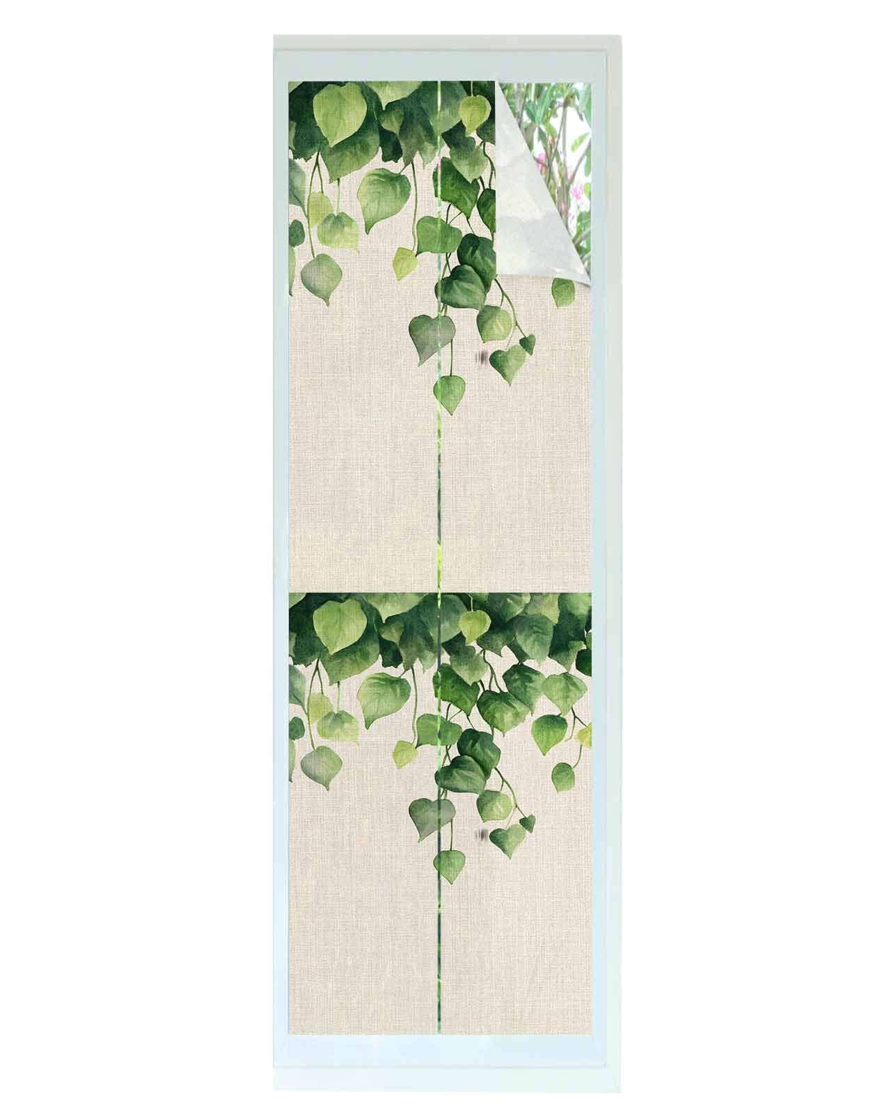 Window Privacy Film Vintage Green Leaf Stained Glass Window Film ...