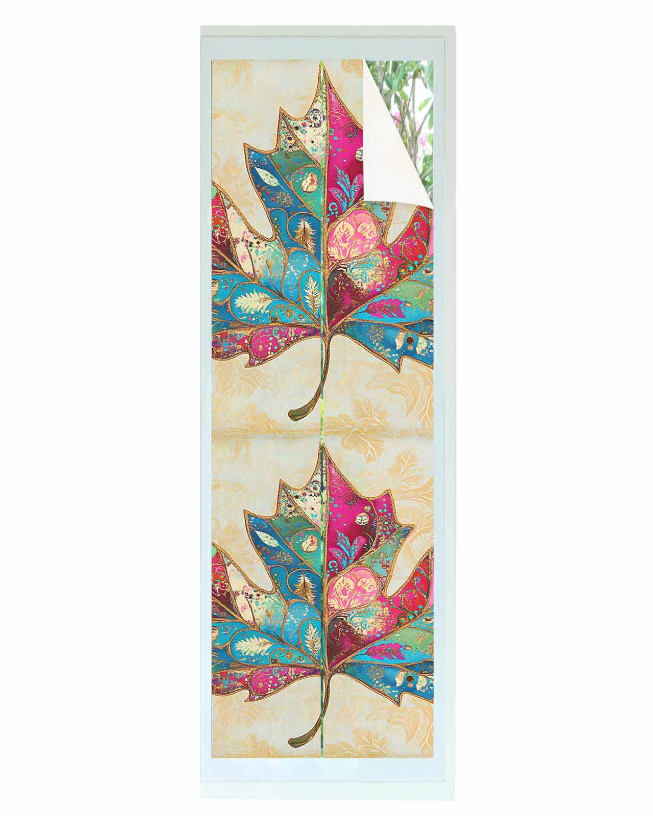 Window Privacy Film Vintage Maple Leaf Stained Glass Window Film ...
