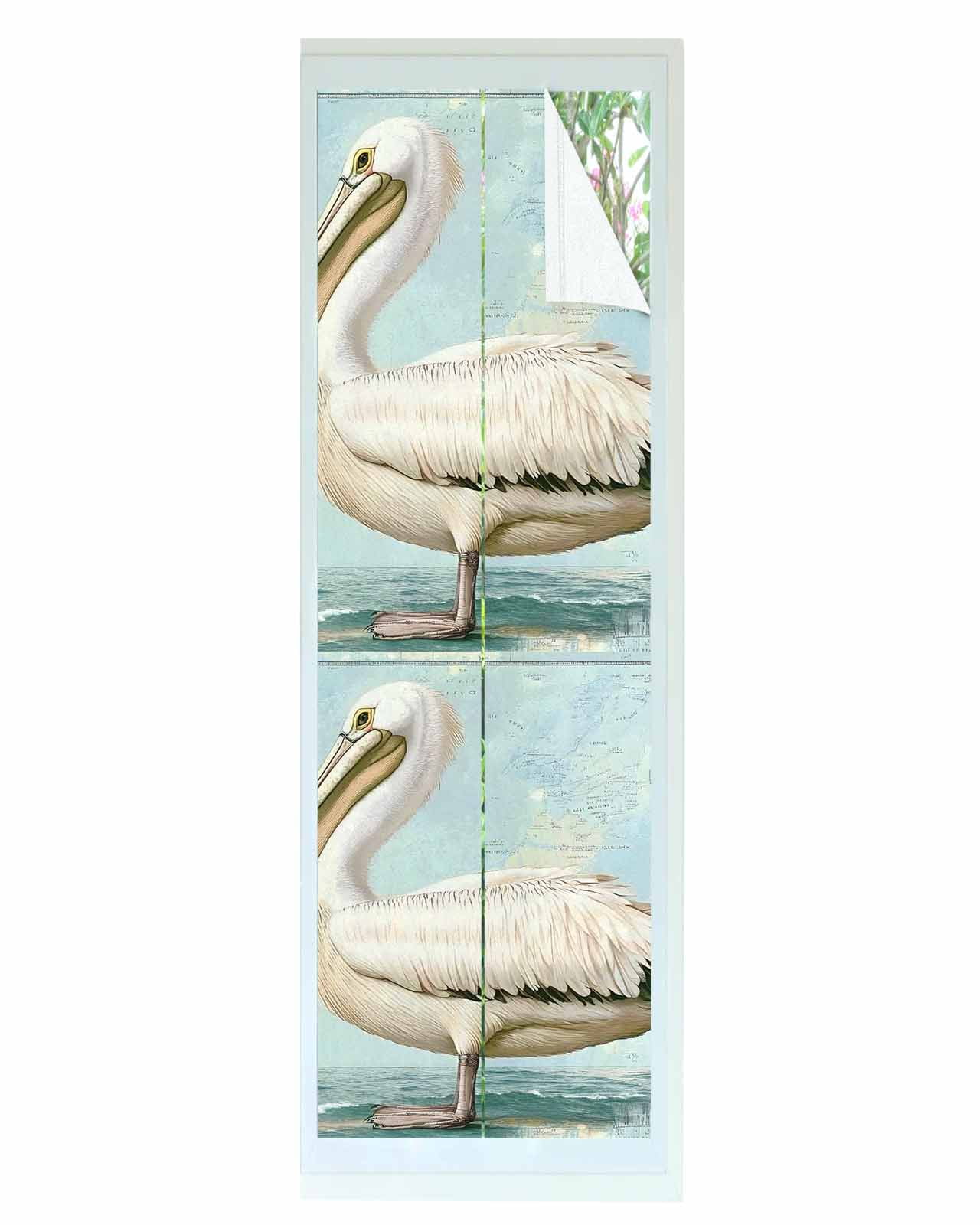 Window Privacy Film Vintage Nautical Coastal Stained Glass Window Film ...