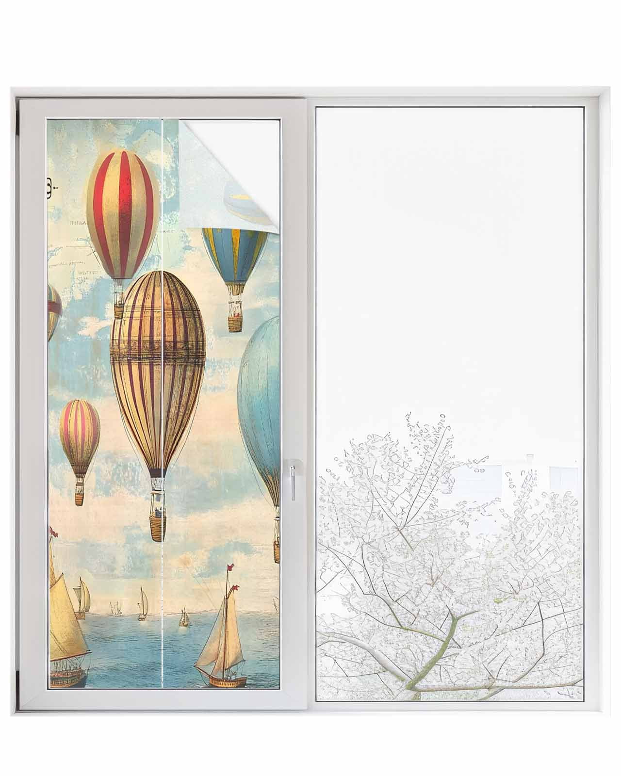 Window Privacy Film Vintage Nautical Stained Glass Window Film ...