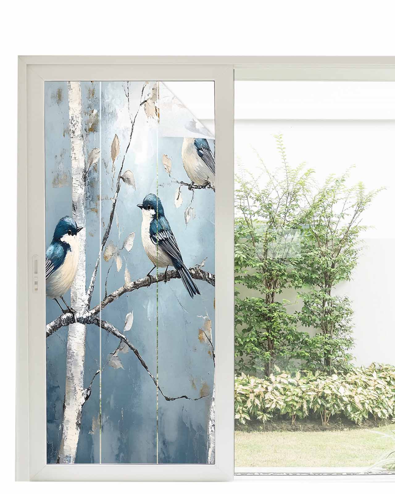 Window Privacy Film Vintage Oil Painting Forest Stained Glass Window ...