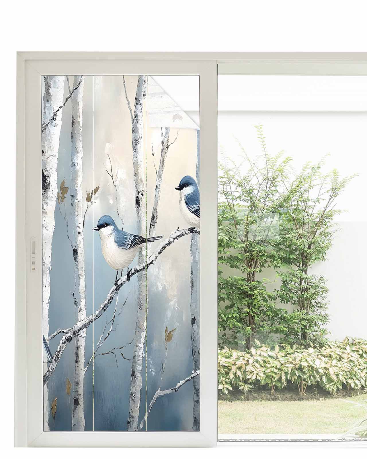 Window Privacy Film Vintage Oil Painting Forest Stained Glass Window ...