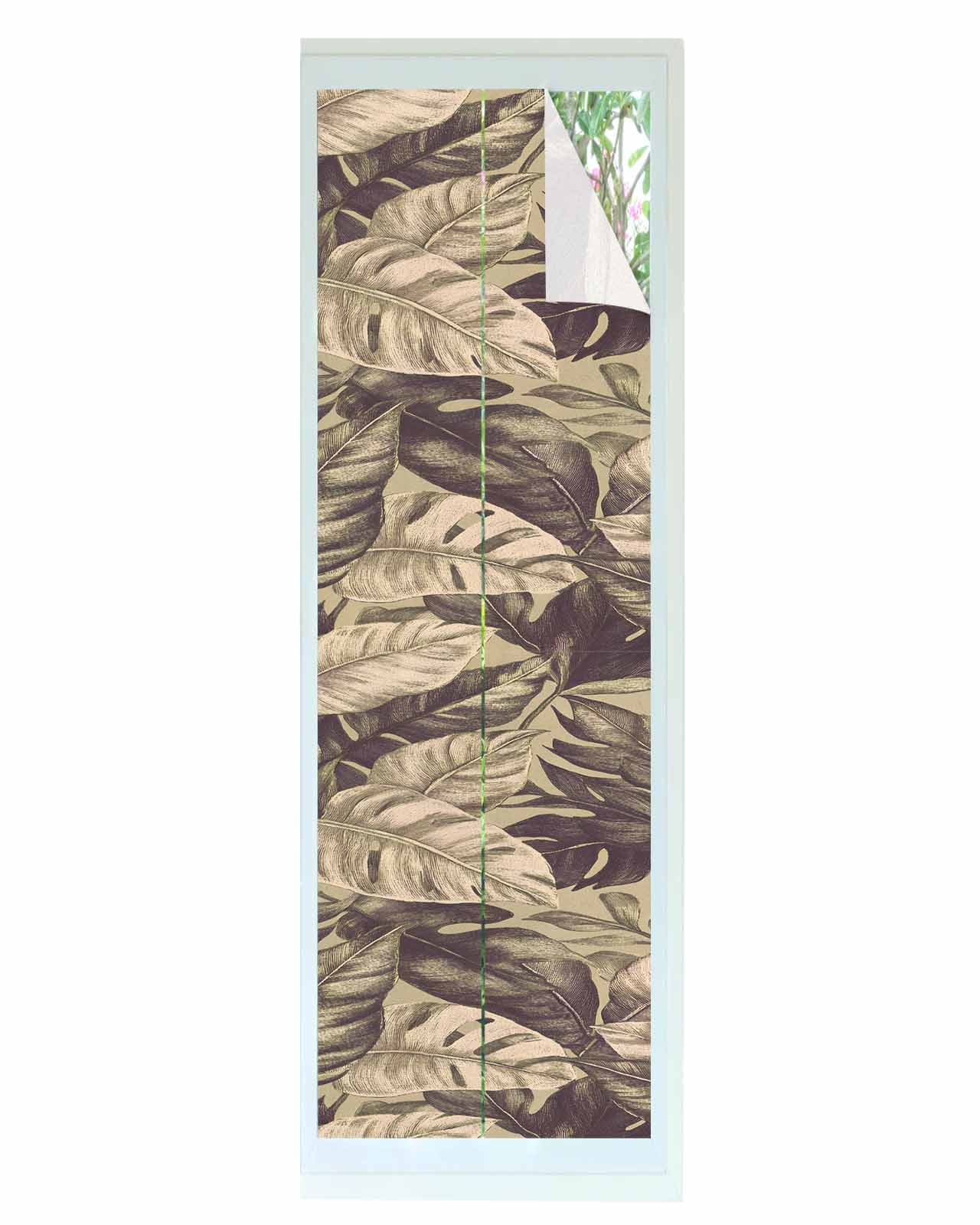 Window Privacy Film Vintage Palm Leaves Stained Glass Window Film ...