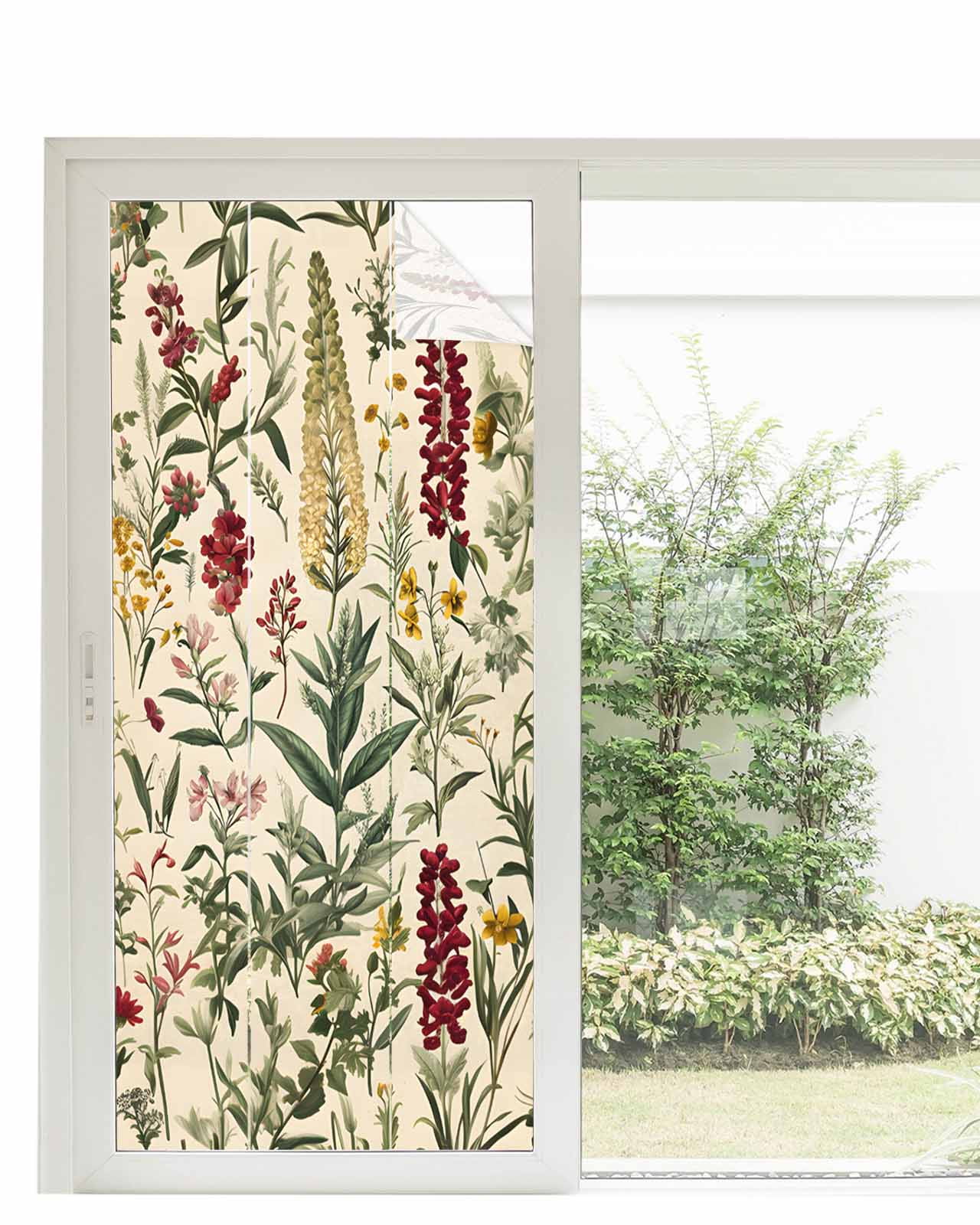 Window Privacy Film Vintage Plant Stained Glass Window Film Decorative ...