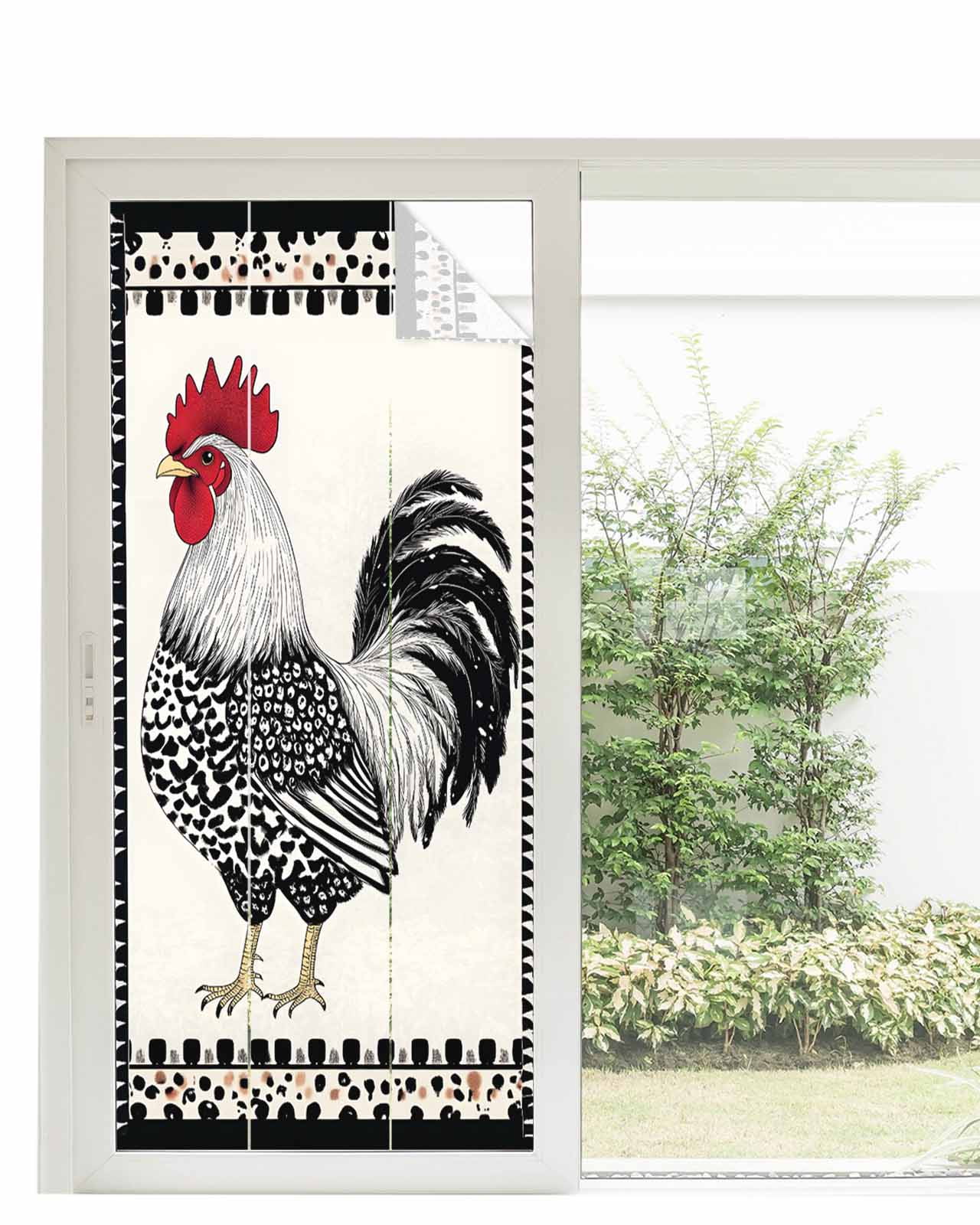Window Privacy Film Vintage Rooster Stained Glass Window Film ...