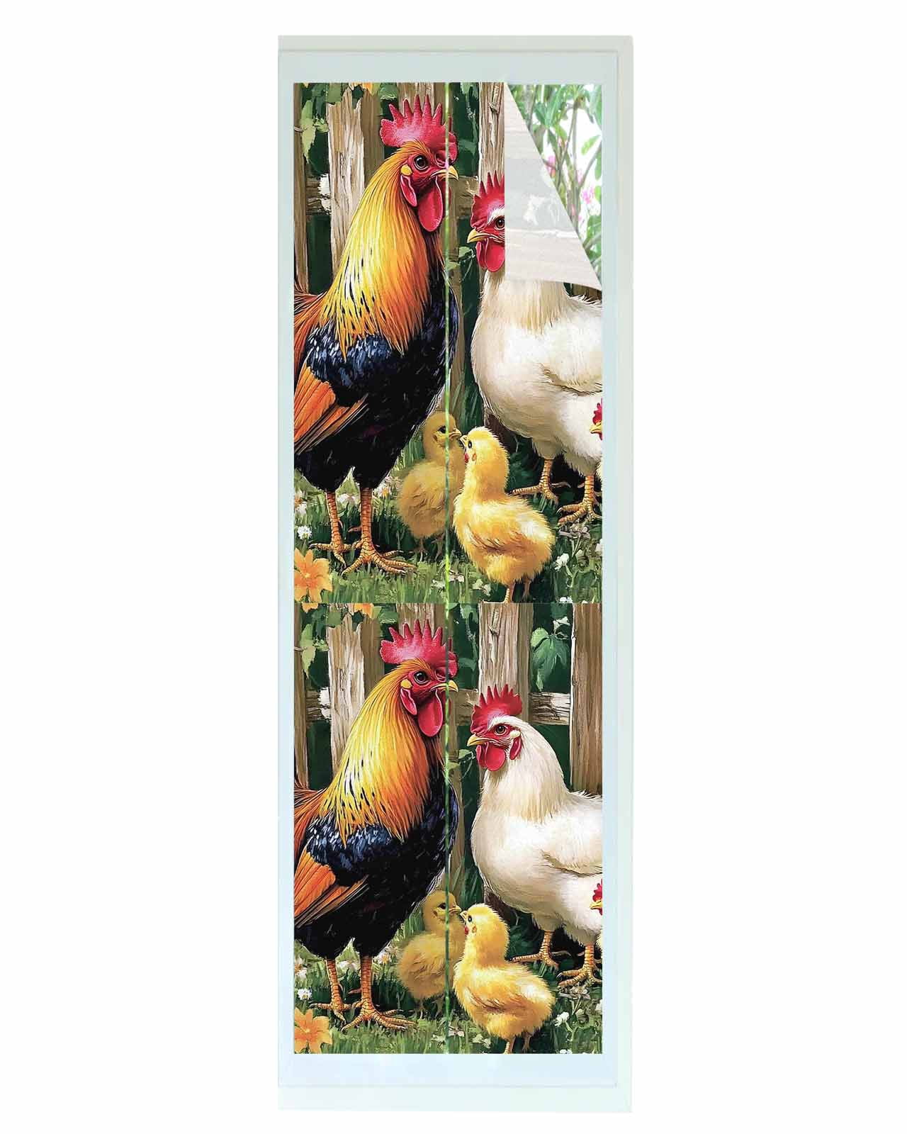 Window Privacy Film Vintage Rooster Stained Glass Window Film ...