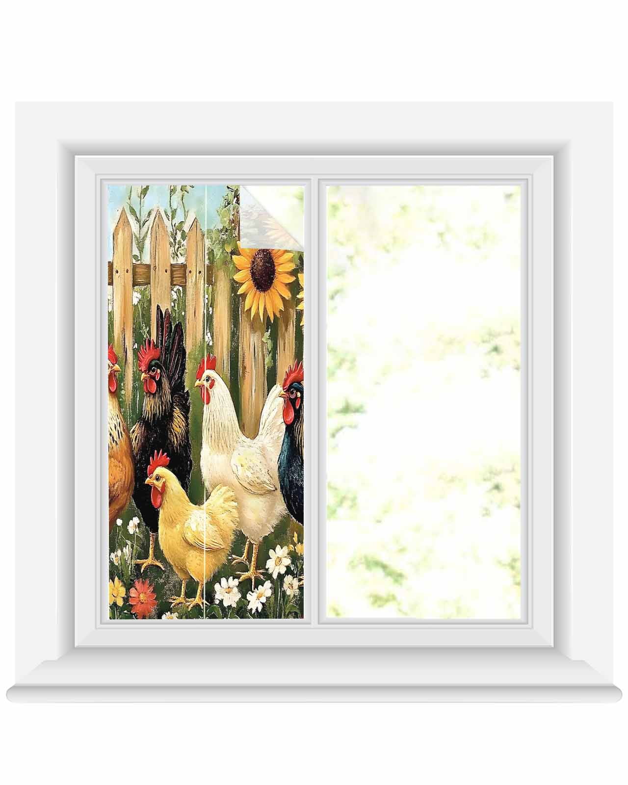Window Privacy Film Vintage Rooster Stained Glass Window Film ...