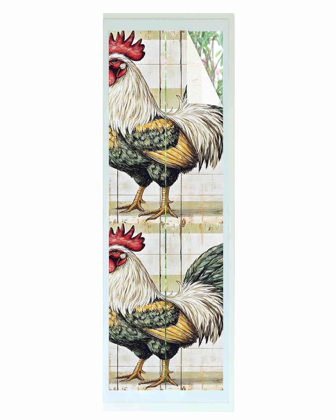Window Privacy Film Vintage Rooster Stained Glass Window Film ...