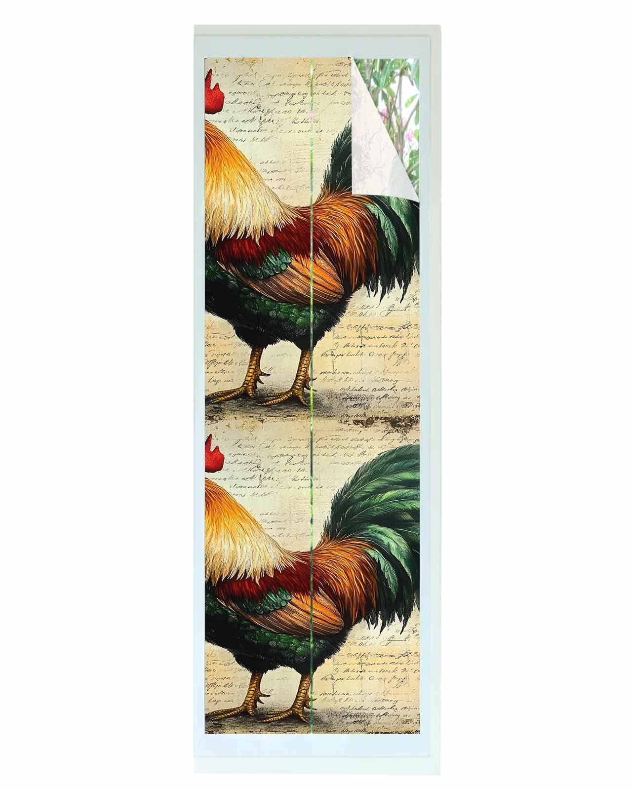 Window Privacy Film Vintage Rooster Stained Glass Window Film ...