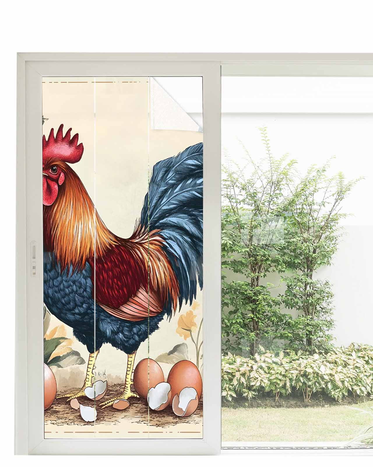 Window Privacy Film Vintage Rooster Stained Glass Window Film ...