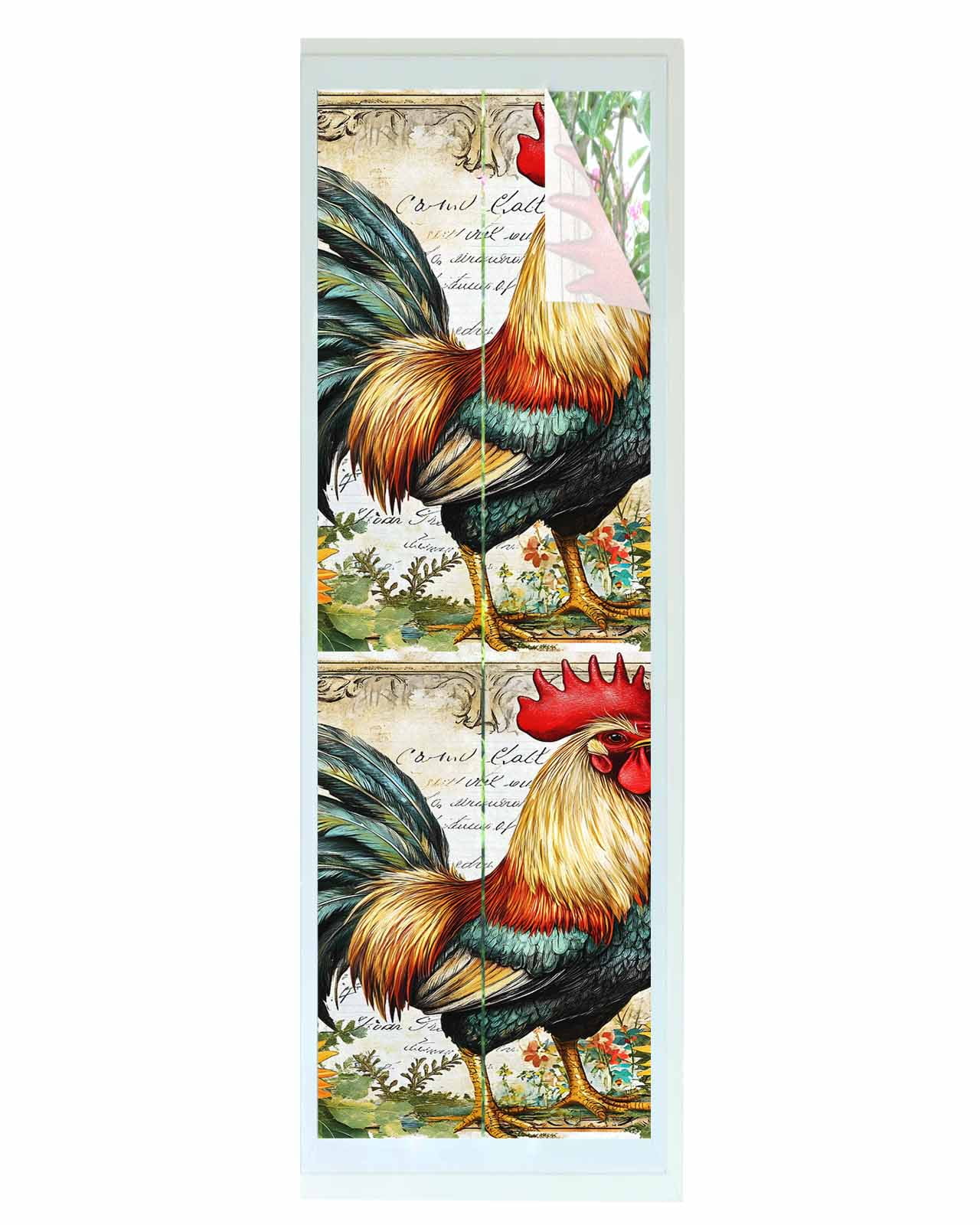 Window Privacy Film Vintage Rooster Stained Glass Window Film ...