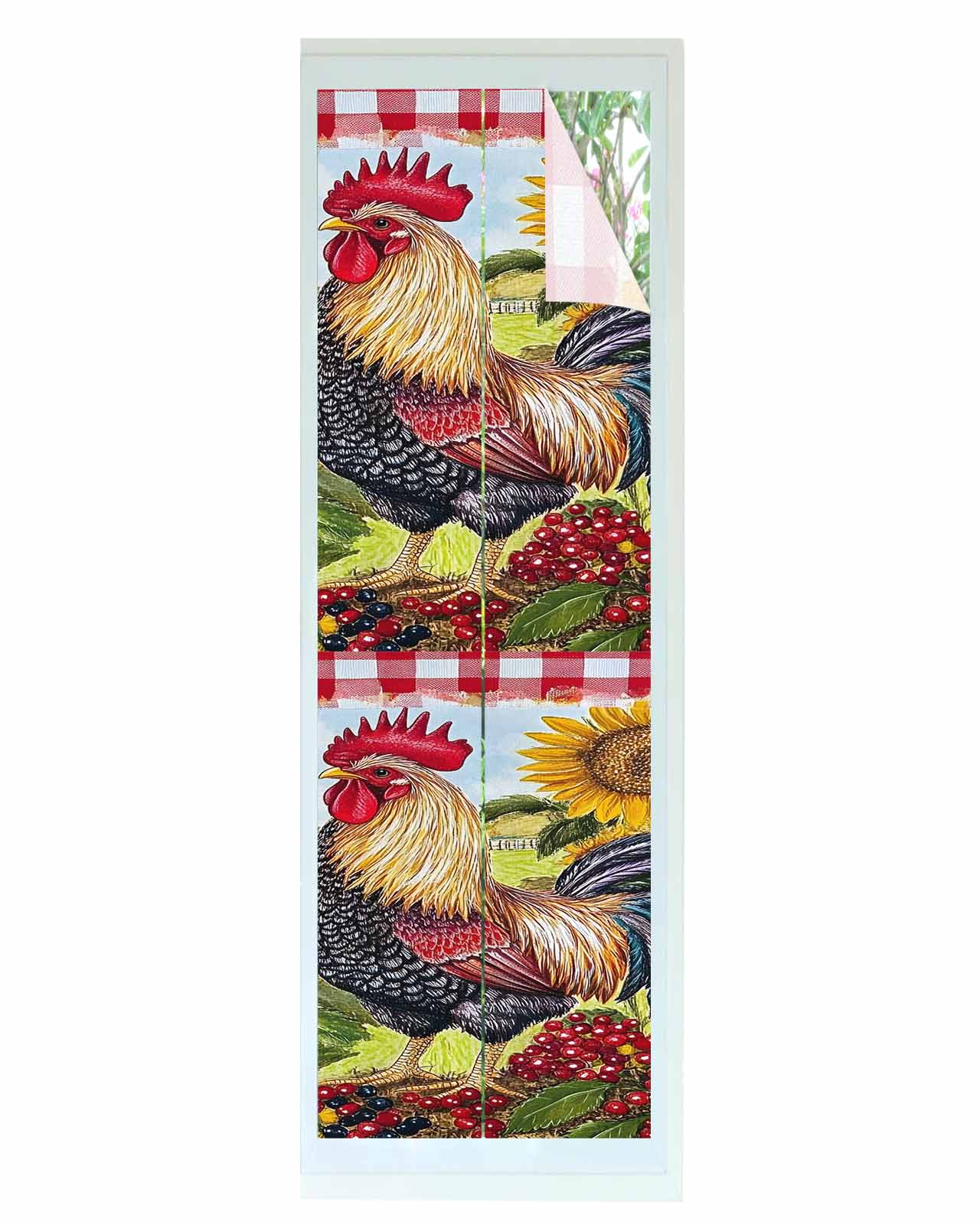 Window Privacy Film Vintage Rooster Stained Glass Window Film ...
