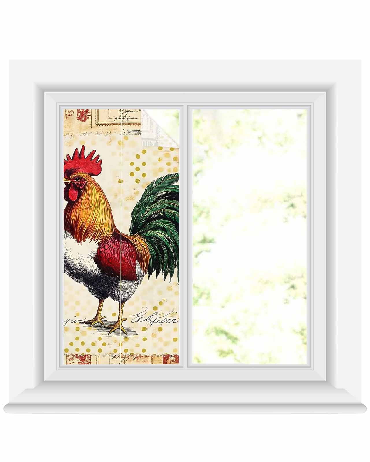 Window Privacy Film Vintage Rooster Stained Glass Window Film ...