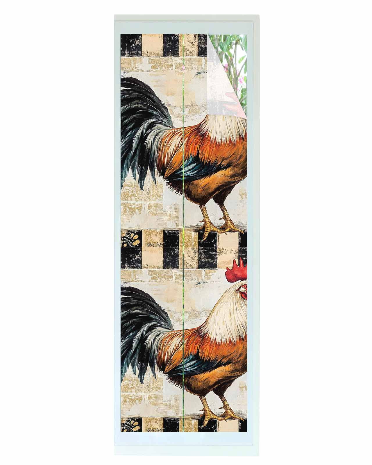 Window Privacy Film Vintage Rooster Stained Glass Window Film ...