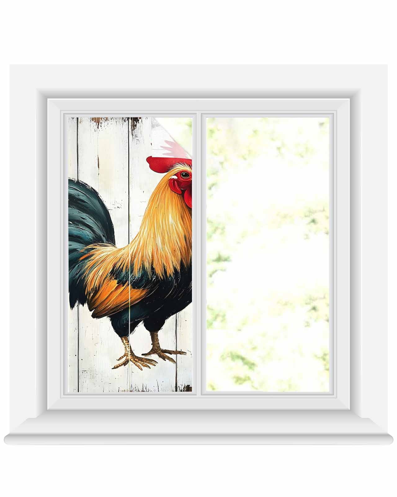 Window Privacy Film Vintage Rooster Stained Glass Window Film ...