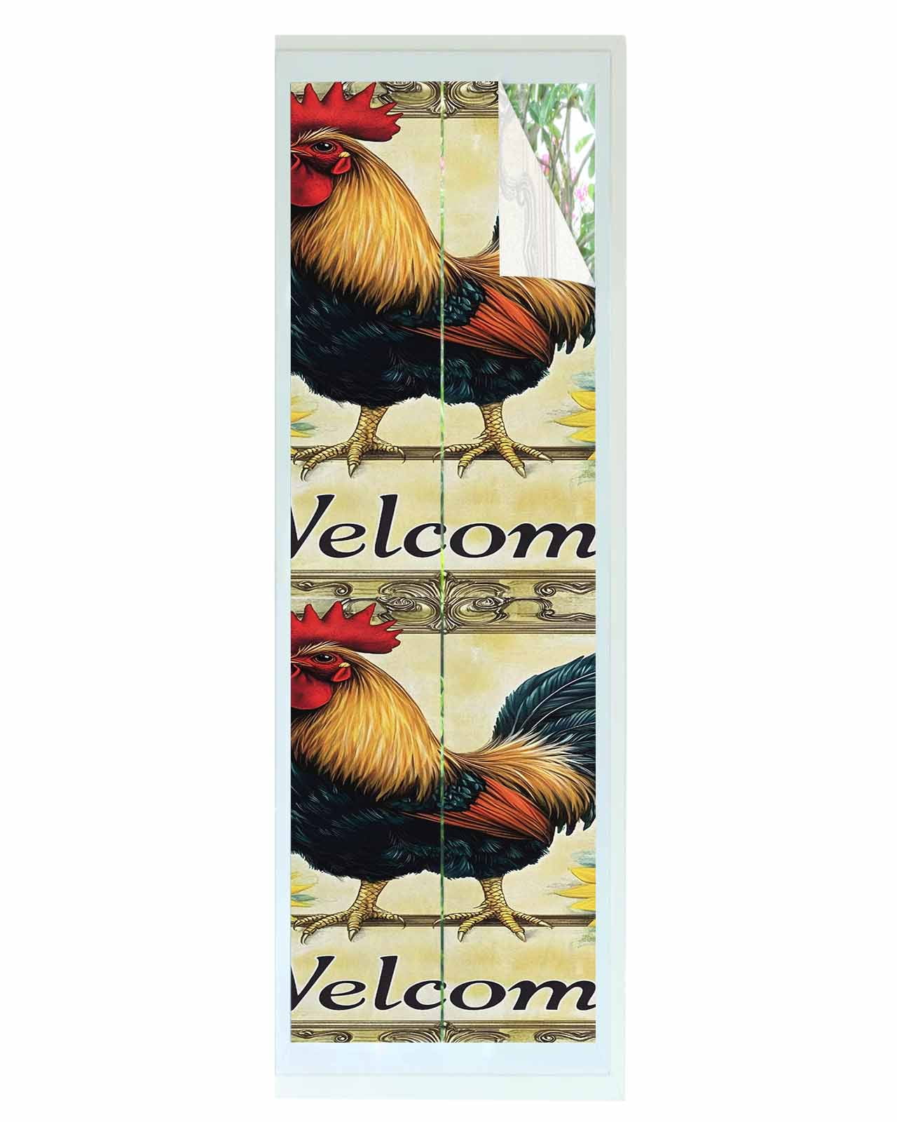 Window Privacy Film Vintage Rooster Stained Glass Window Film ...