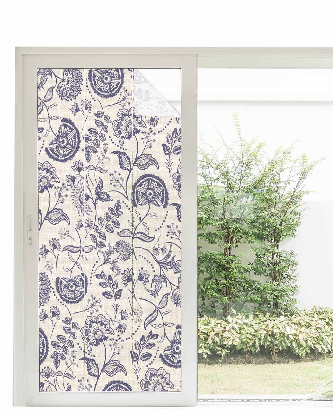 Window Privacy Film Vintage Spring Floral Stained Glass Window Film ...