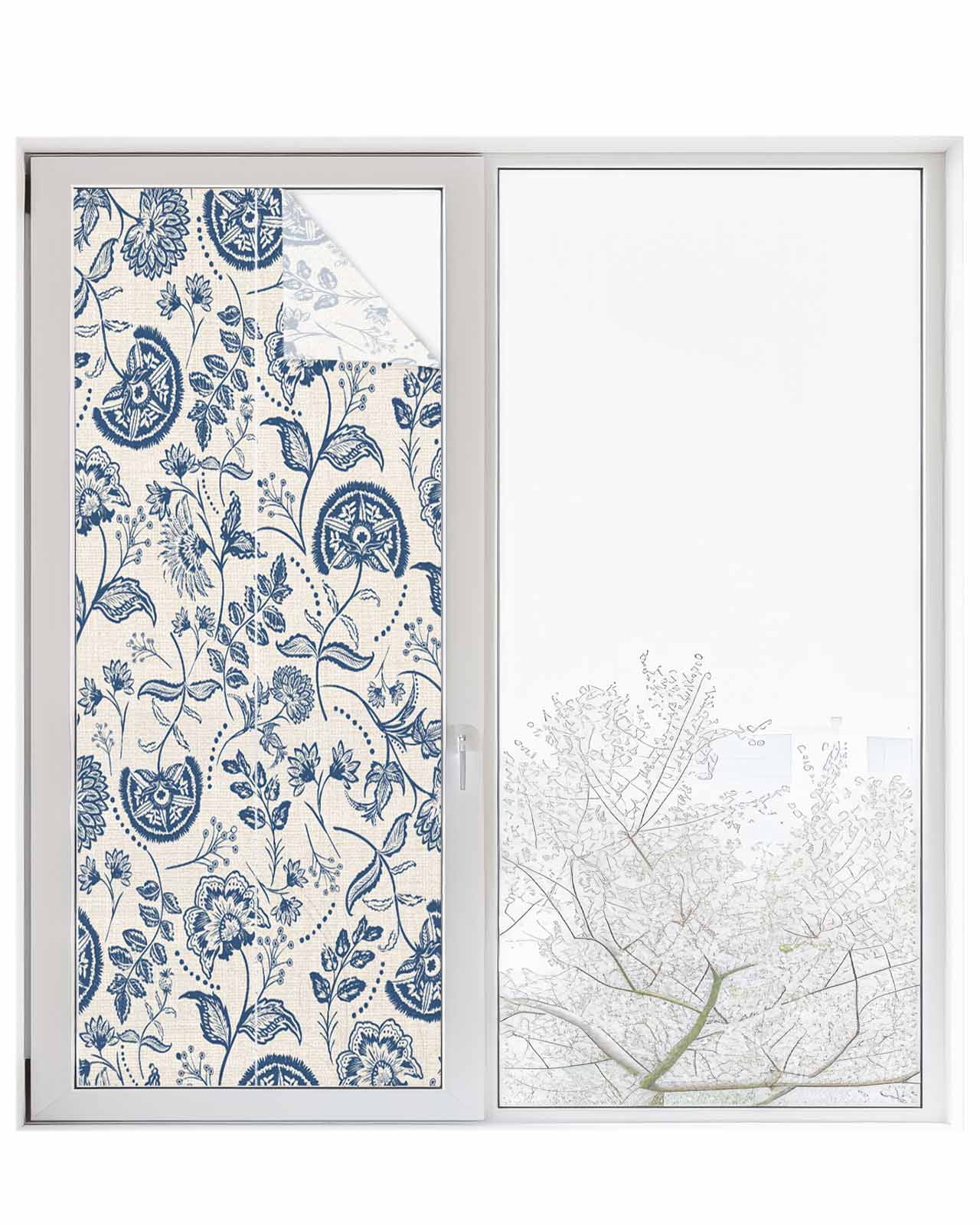 Window Privacy Film Vintage Spring Floral Stained Glass Window Film ...